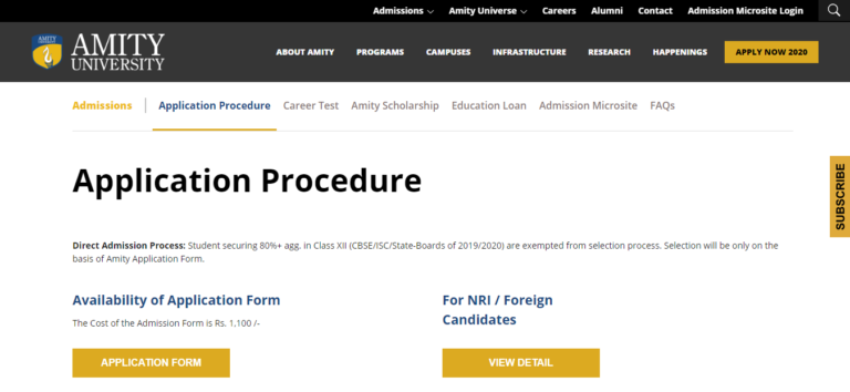 Amity University Admission 2025 | Application Form, Last Date, Online Apply