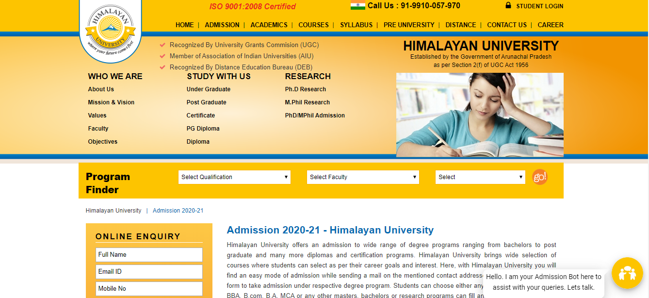 Himalayan University, Itanagar Admission 2025 Courses, Application Form ...